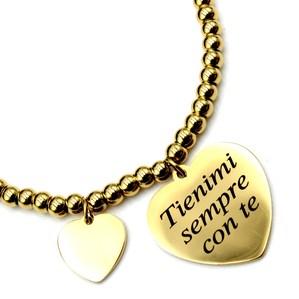Bracciale dorato con dedica "Tienimi sempre con te" - Piccole Gioie ...